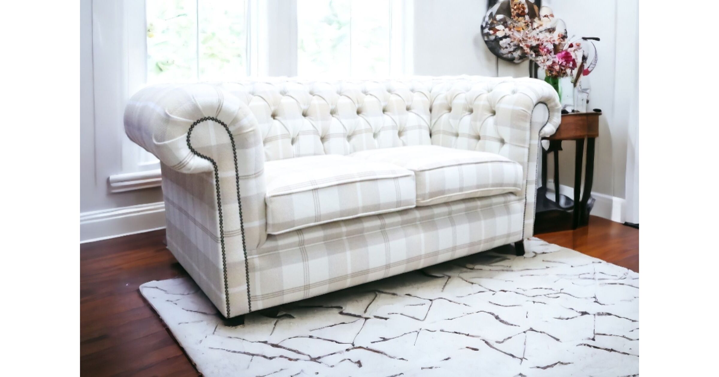 Buy Balmoral Natural fabric Chesterfield sofa | DesignerSofas4U