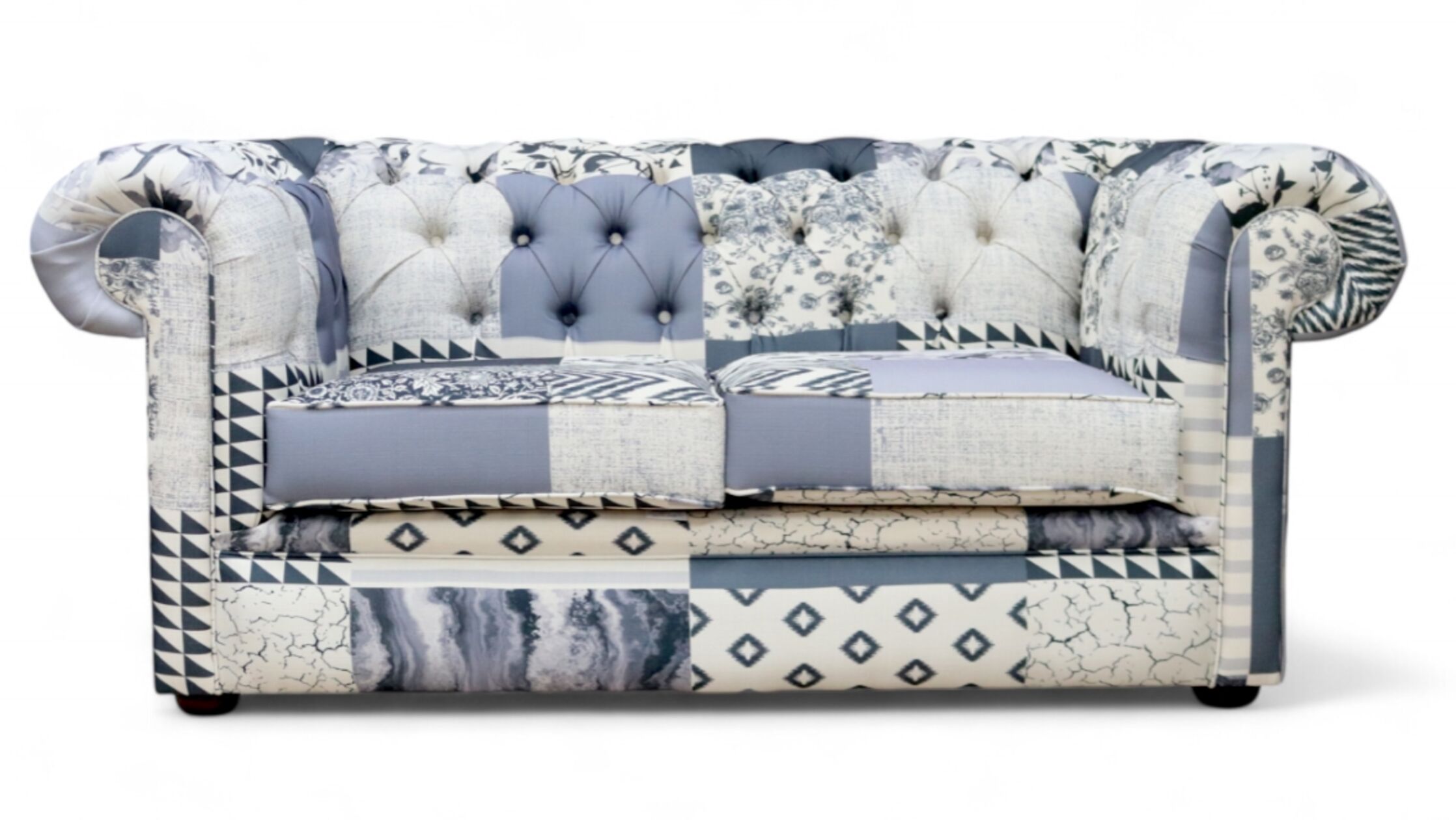 Thomas Chesterfield 2 Seater Charles Patchwork Beige Sofa