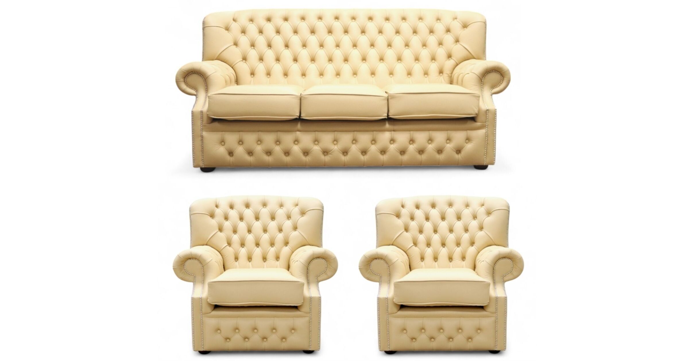 Monks Chesterfield 3+1+1 Sofa Suite Shelly Angel Leather Offer