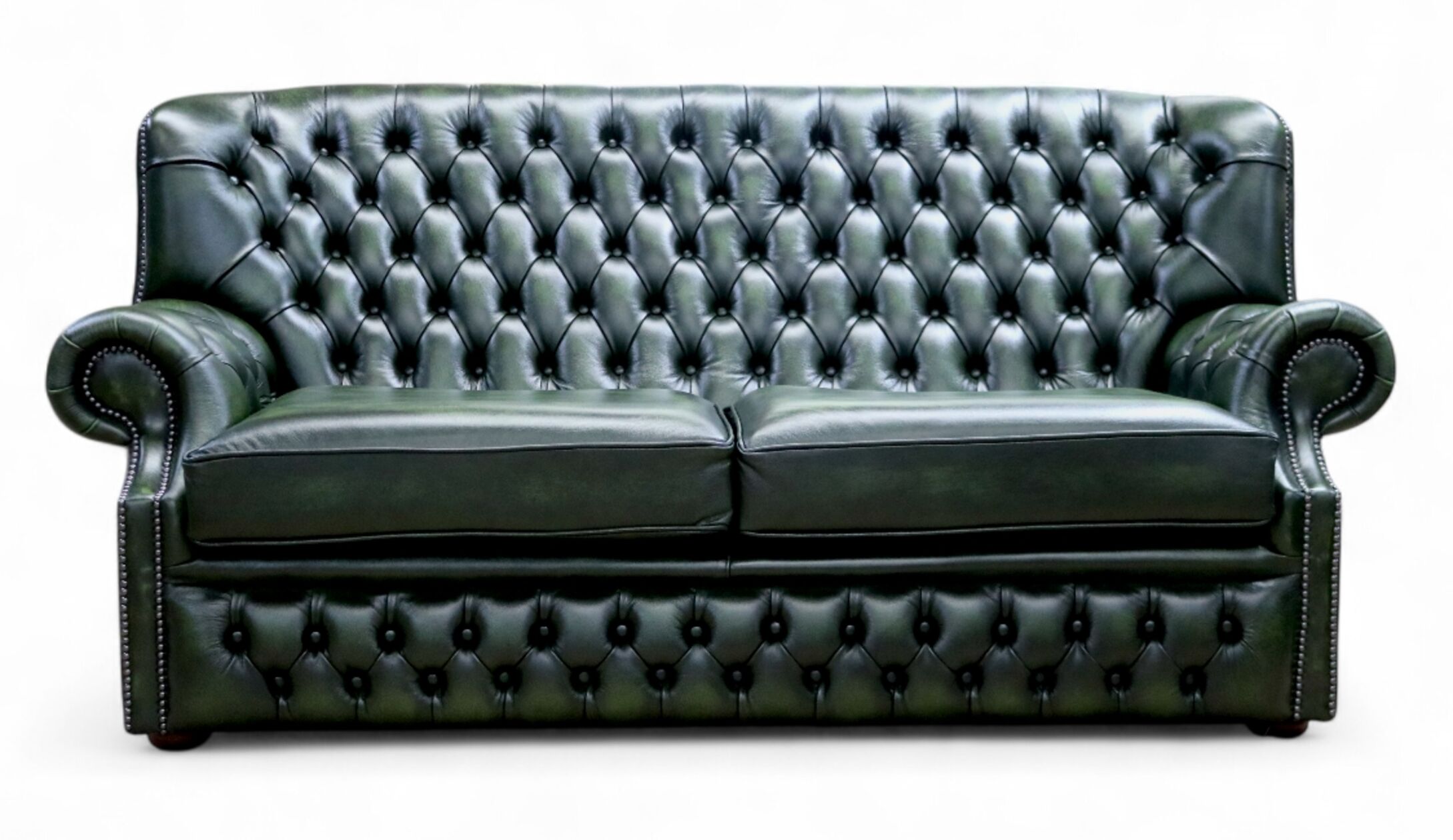 Exclusive Deal Monks Chesterfield 3 Seater Sofa - Antique Green Leather