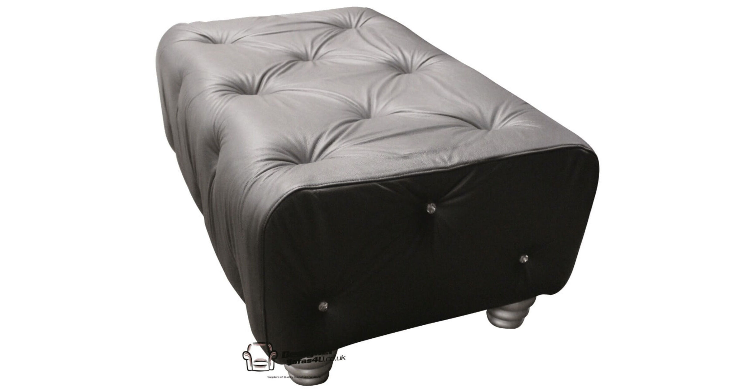 Sparks Black Leather Stylish Designer Footstool