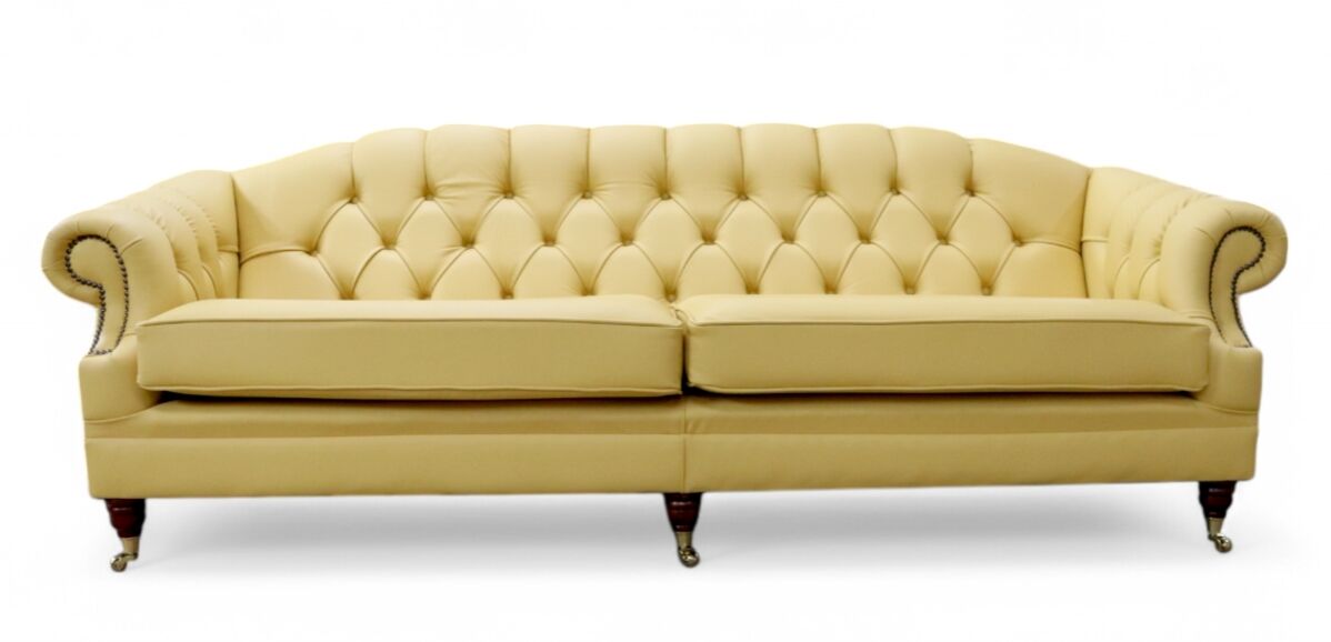 Deluca Yellow Victoria 4 Seater Chesterfield Settee | DesignerSofas4U