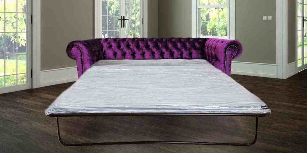 Regal Comfort: Chesterfield 3-Seater Purple Velvet Sofa Bed Sale