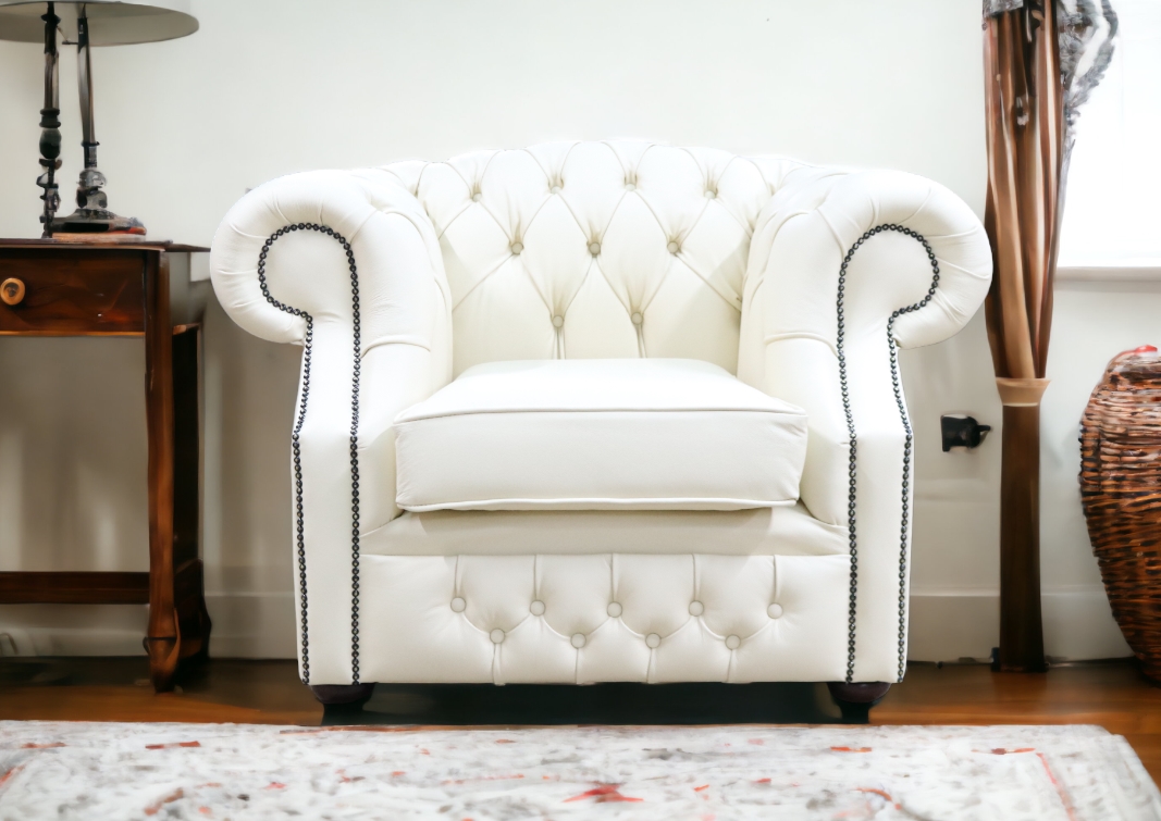 Enhance Your Home with Cream Leather Buckingham Club Chair