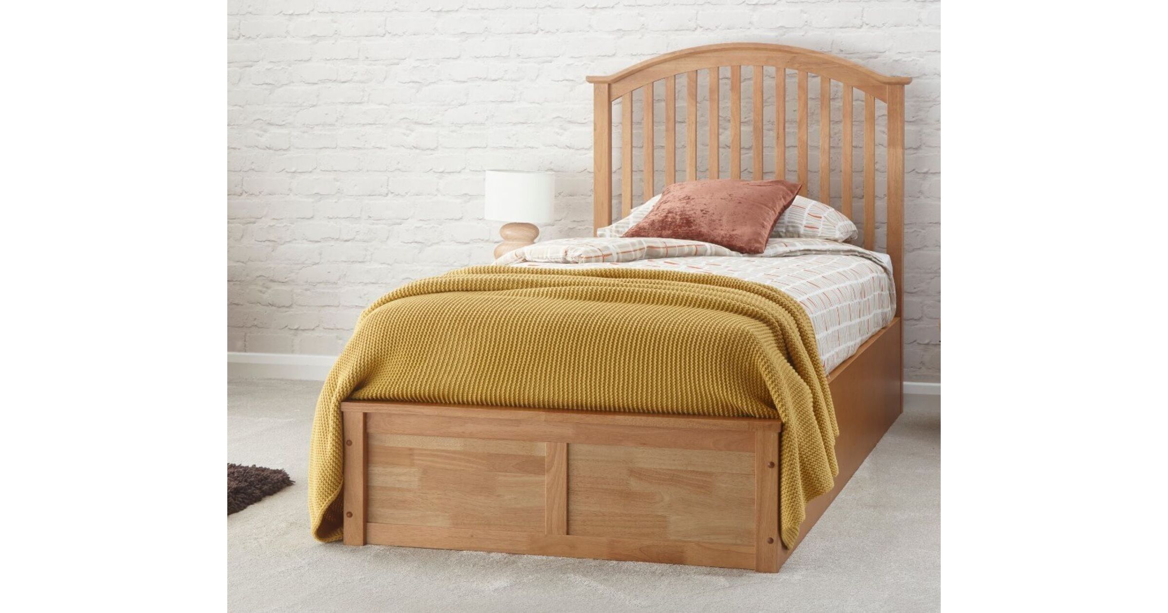 Madrid Single Ottoman Storage Bed Natural Oak