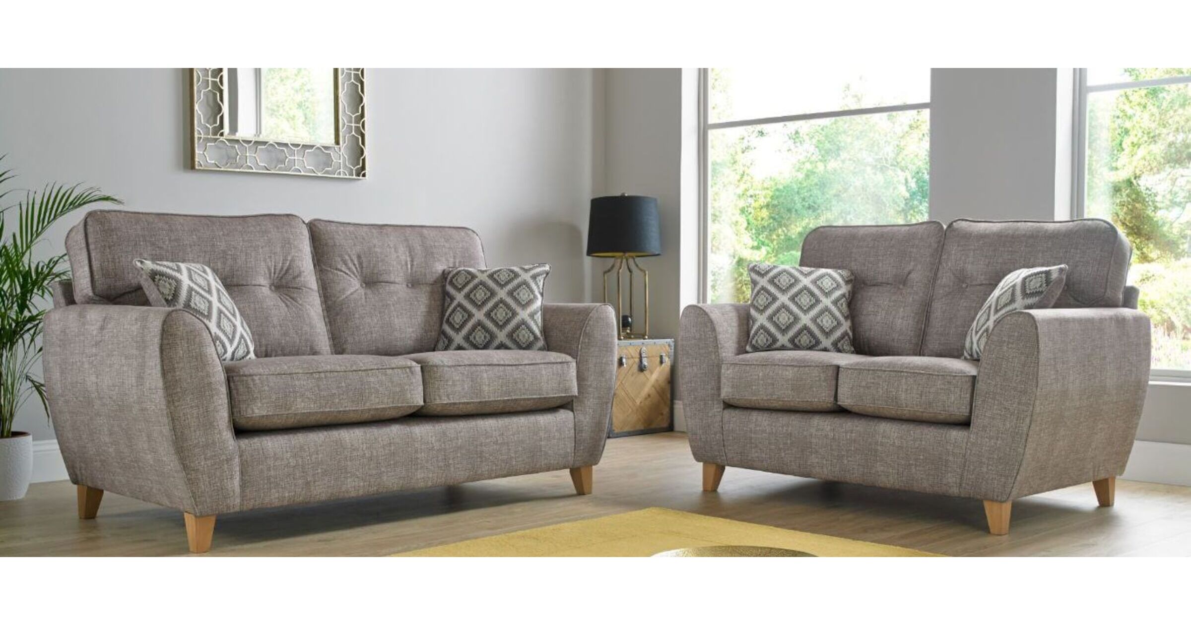 Maya 3+2 Seater Fabric Sofa Suite Upholstered In Wheat | DesignerSofas4U
