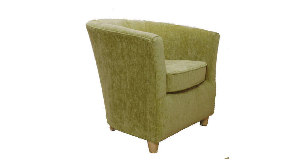 Luxury Olive Green Chenille Fabric Bucket Tub Chair