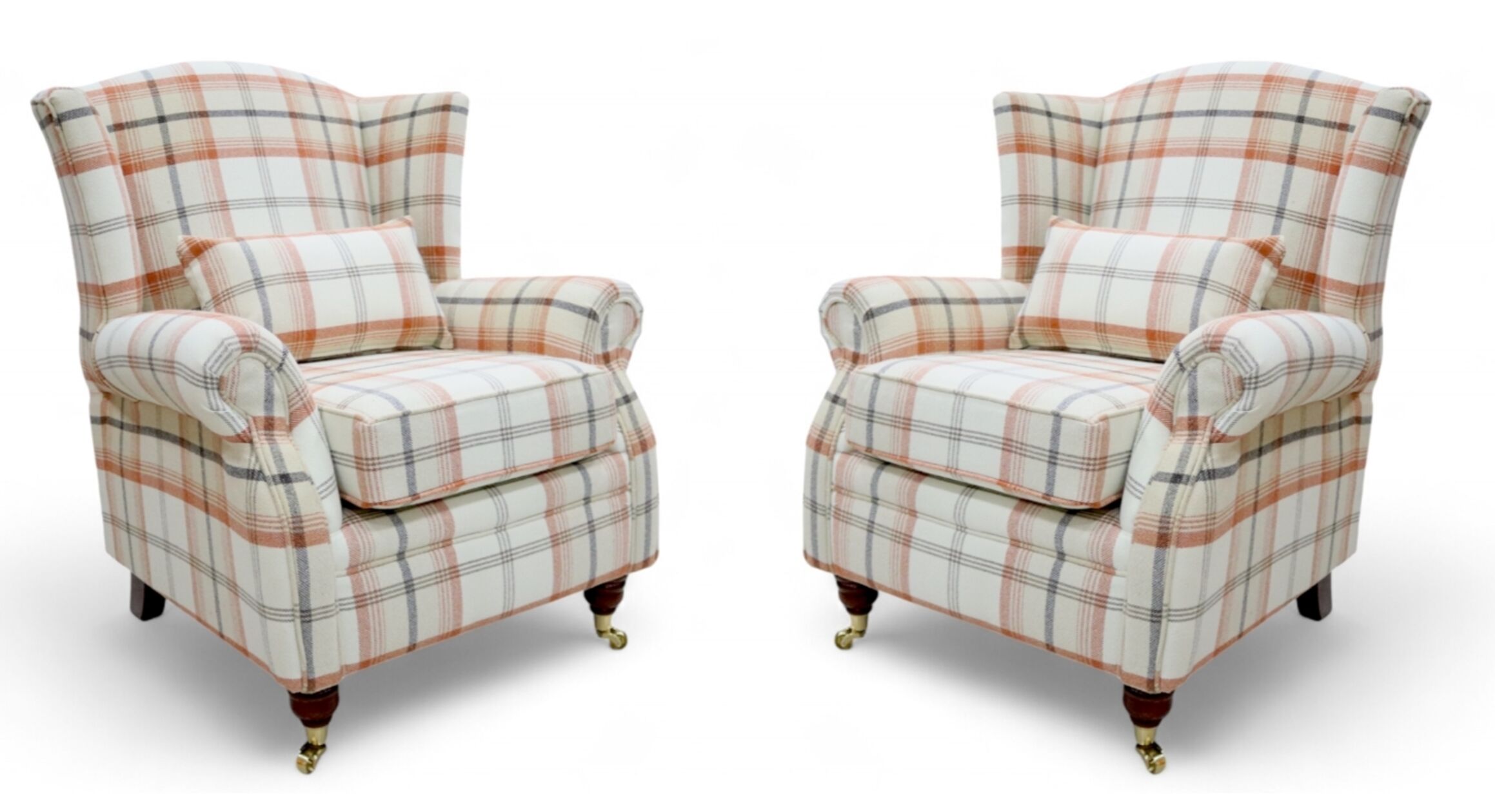 Balmoral Autumn Check High Back Wing Chairs | Armchairs