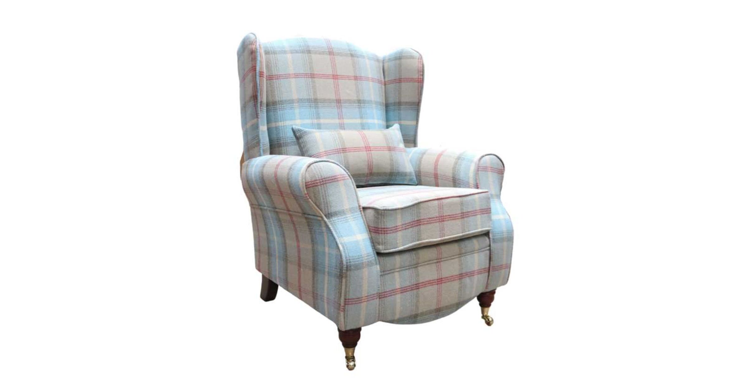 Sherlock Wingback Fireside High Back Armchair Balmoral Ocean Check P&S