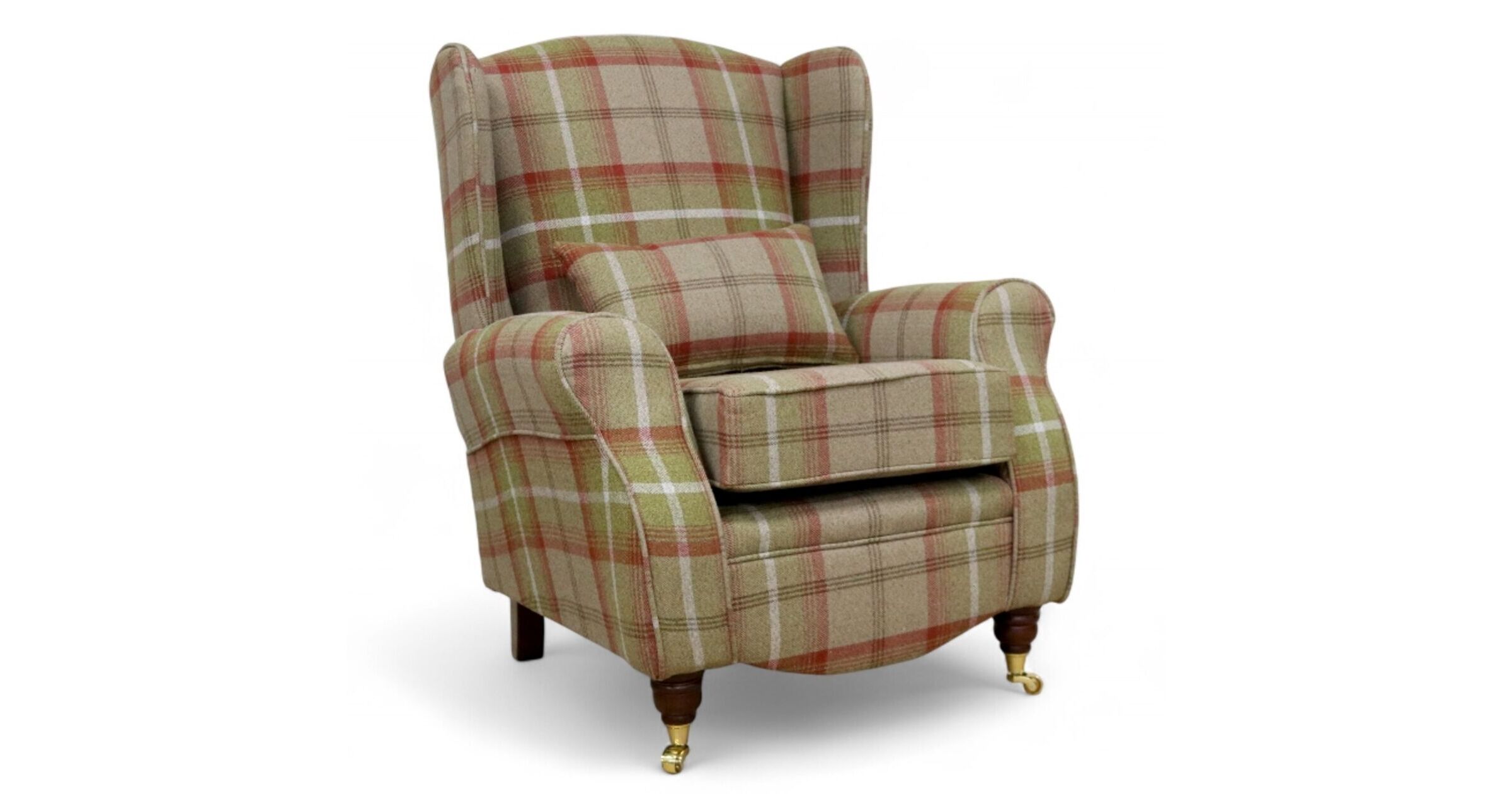 Sherlock Wingback Armchair in Balmoral Rust Check Pattern