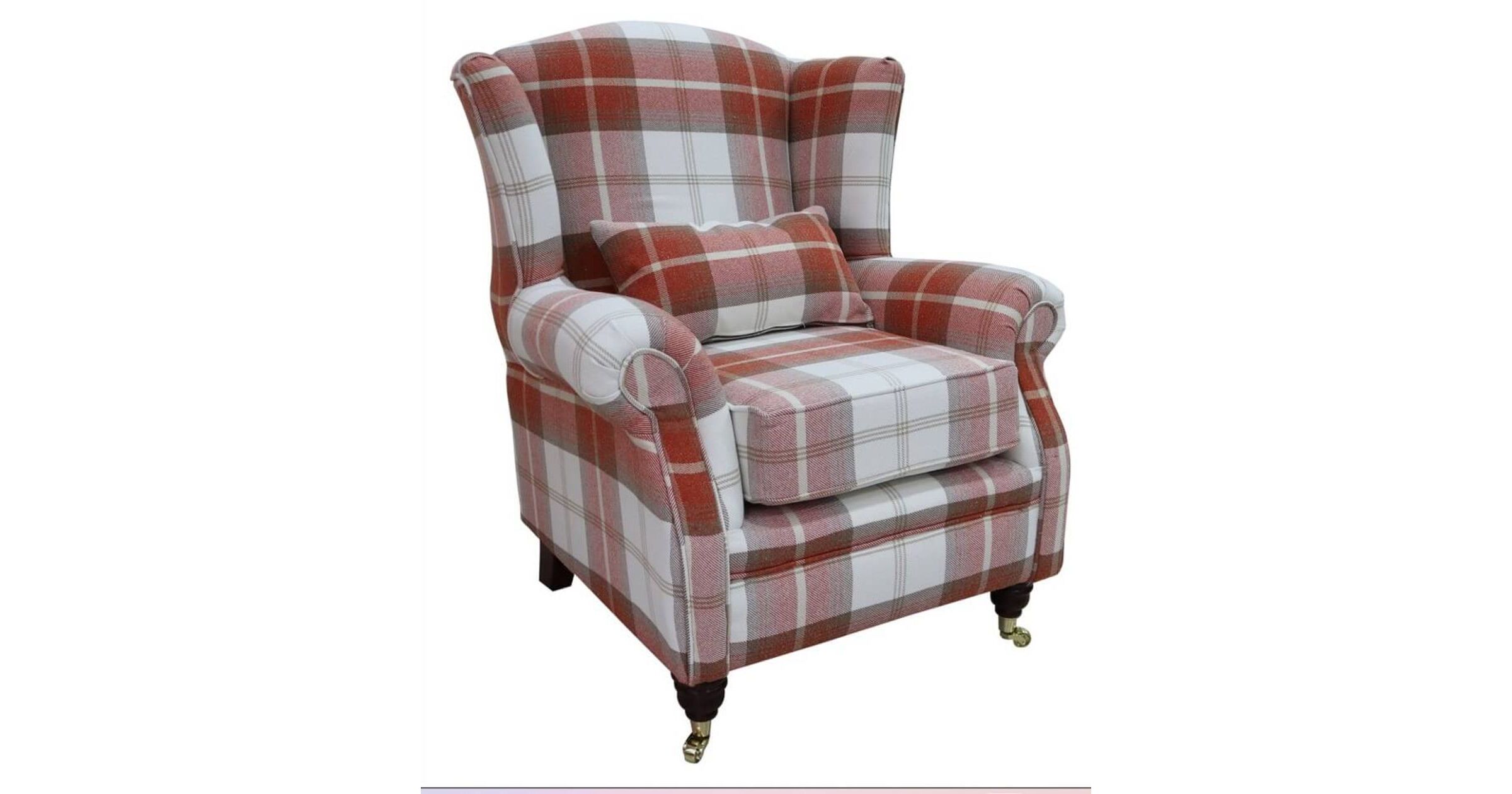 Checked Fabric Wing Chairs - UK Handcrafted Furniture