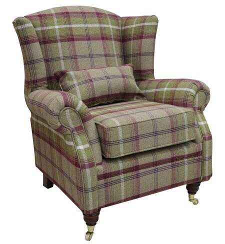 Checked Fabric Wing Chairs - UK Handcrafted Furniture