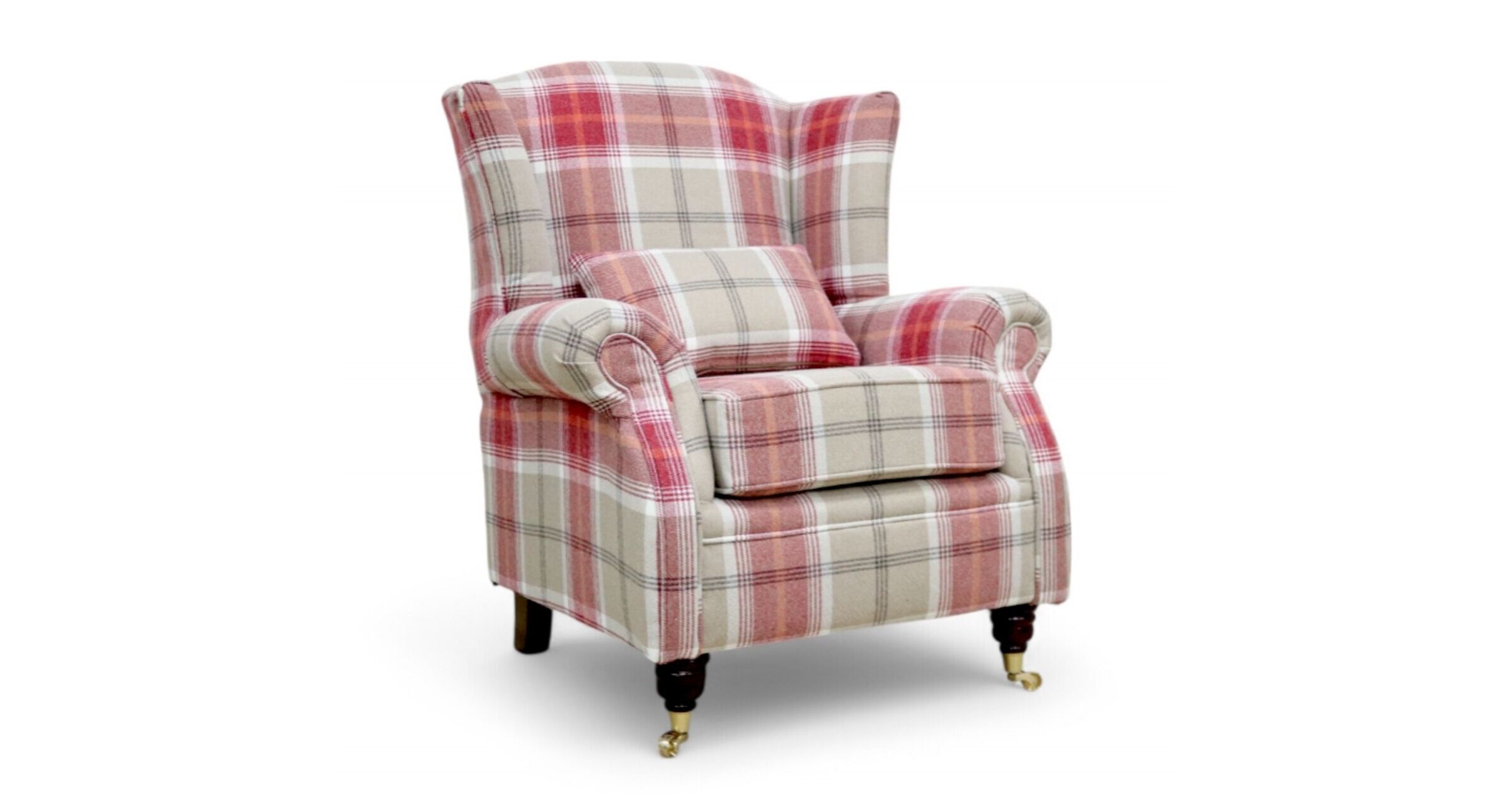 Checked Fabric Wing Chairs - UK Handcrafted Furniture
