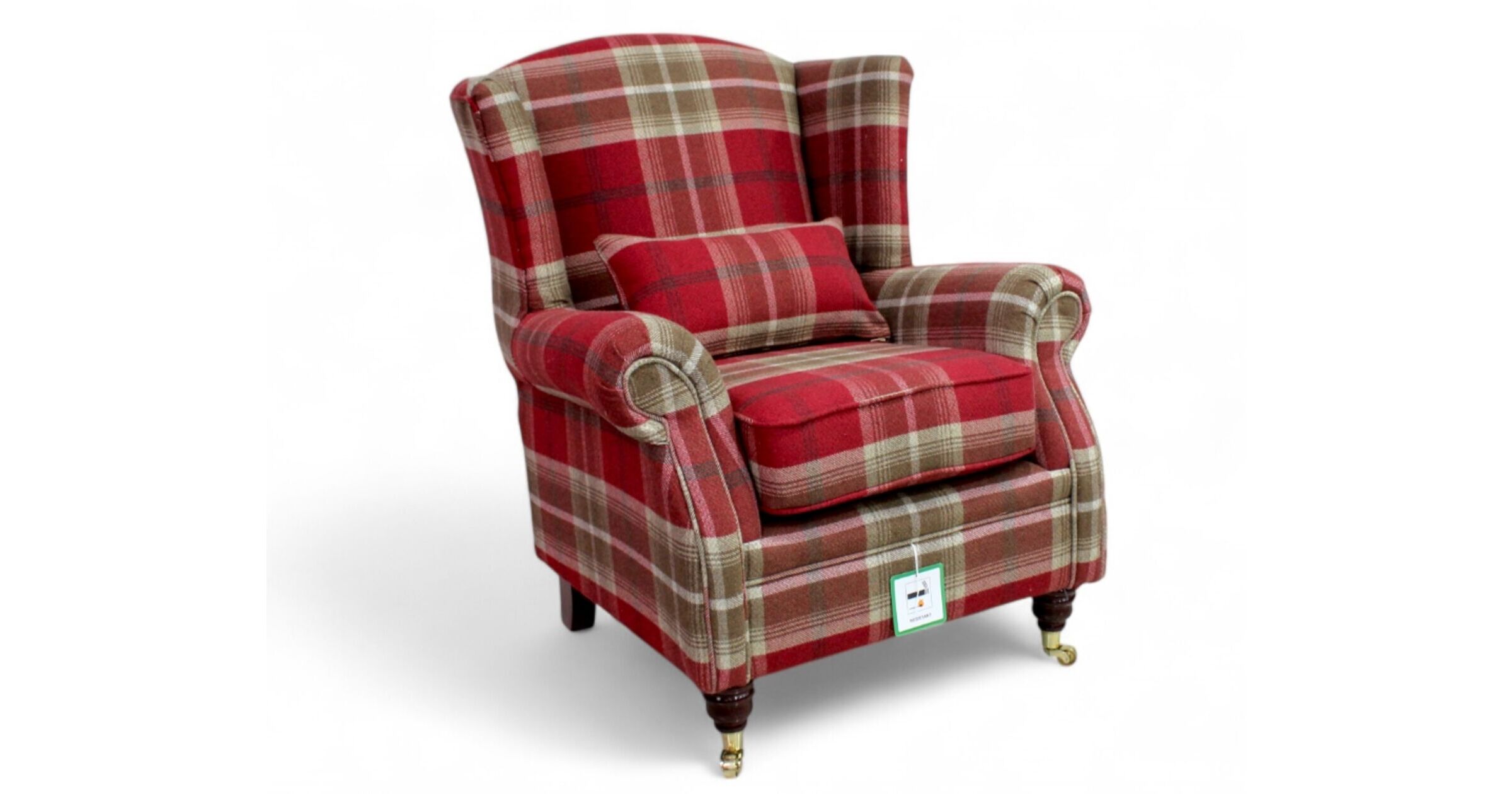 Balmoral Red Check High Back Wing Chair | Armchairs