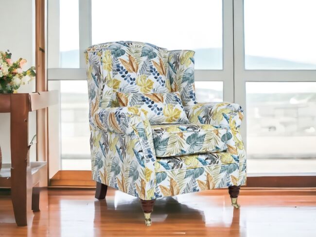 Foliage Green Wing Chair: Fireside High Back Armchair