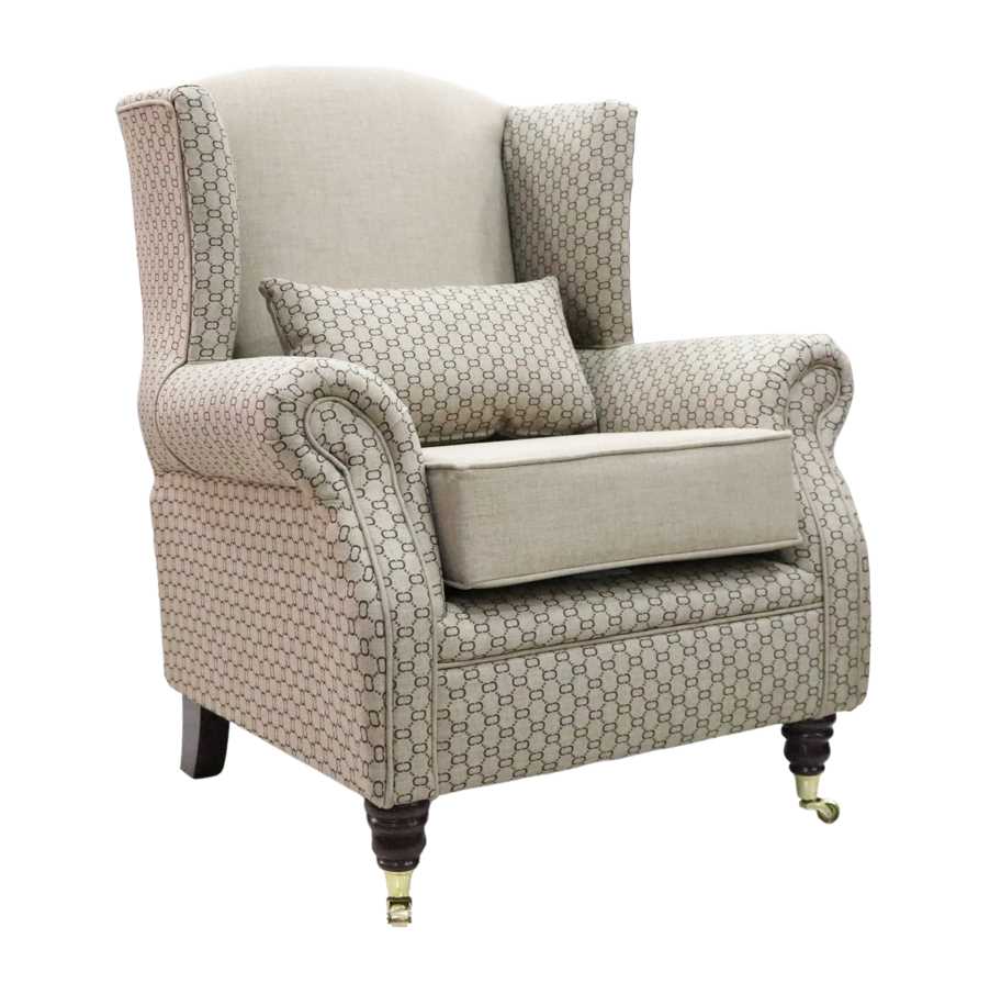 Wing Chair Fireside High Back Armchair Gucci Inspired Fabric