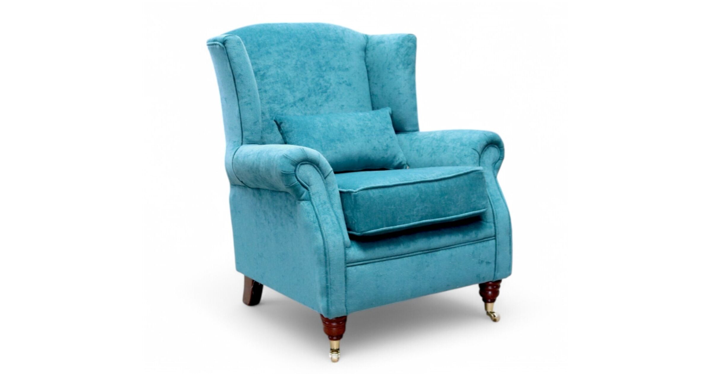Wing Chair in Pimlico Petrol Blue Fabric | Fireside High Back Armchair