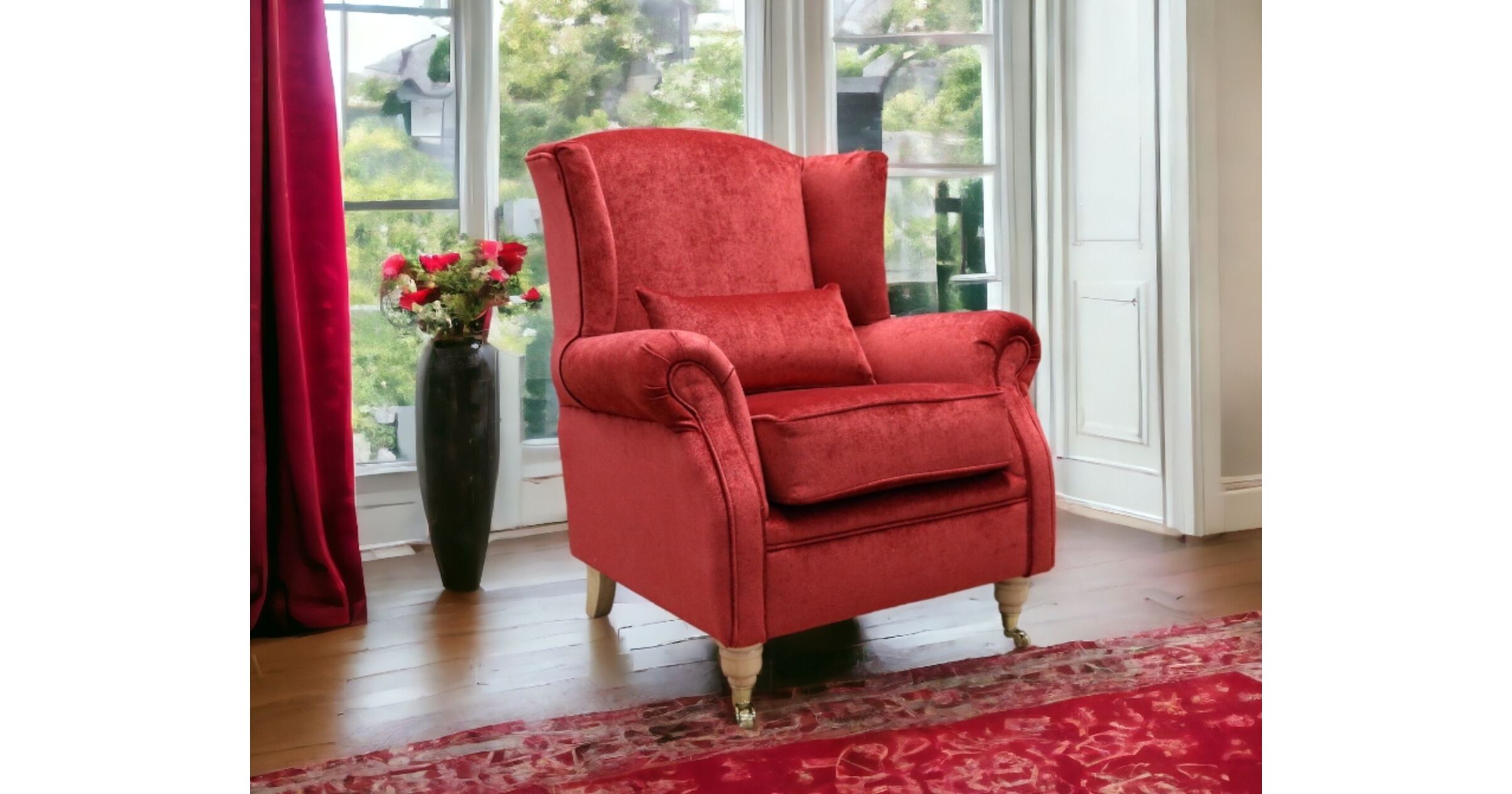 Elegance Redefined Velluto Ruby Wing Chair High Back Luxury