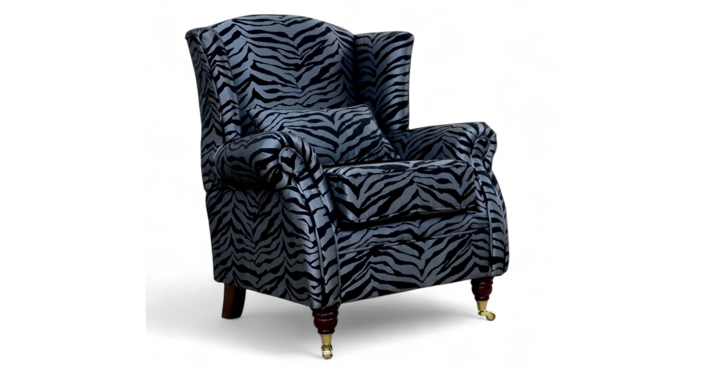 Wingback Fireside Armchair – Zebra Black – Bold, Stylish & Comfortable