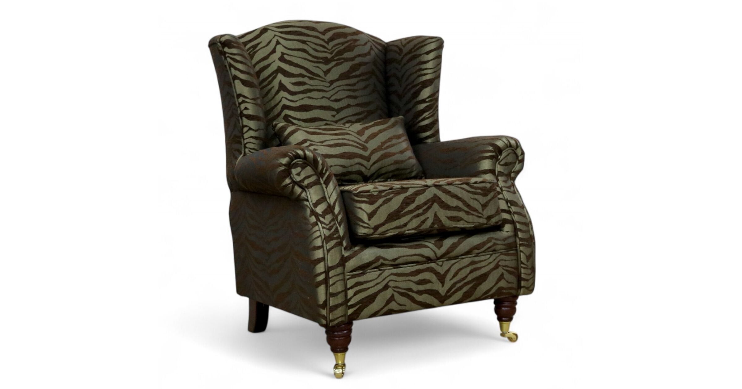 Wingback Fireside Armchair – Zebra Brown – Bold, Stylish & Comfortable
