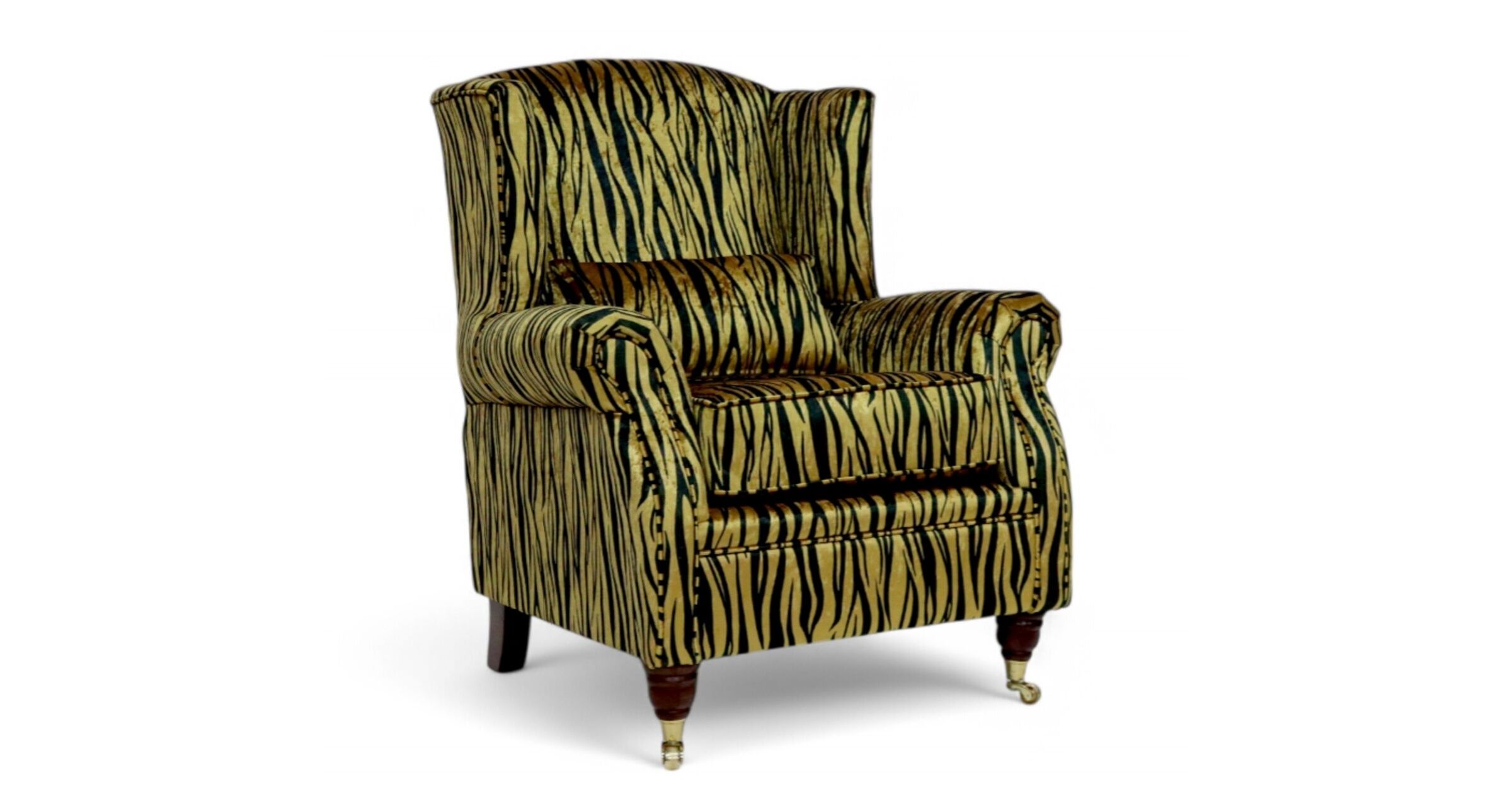 Wing Chair Fireside High Back Armchair Zebra Gold