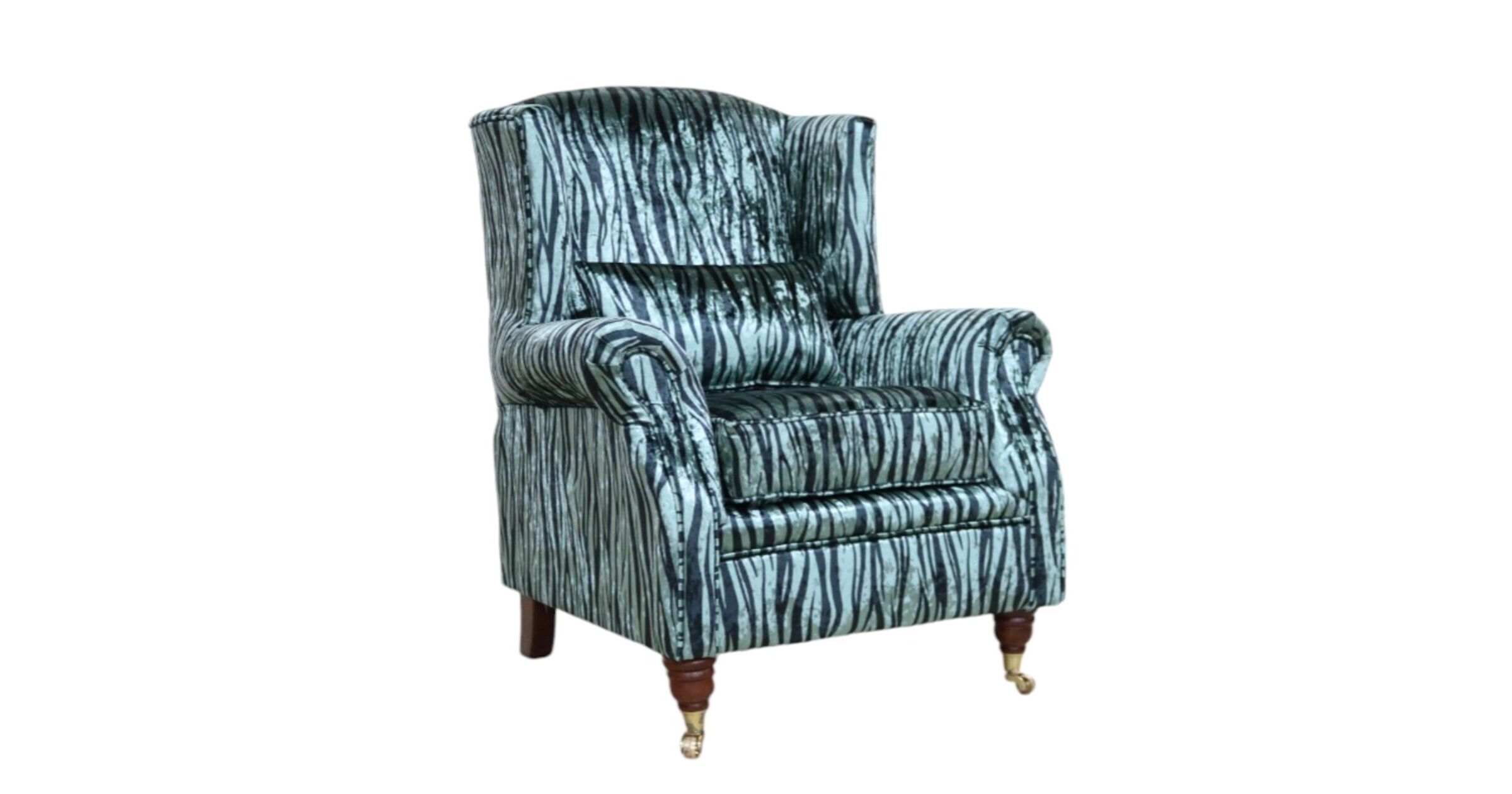 Fireside High Back Wing Chair Zebra Print |Designer Sofas4u