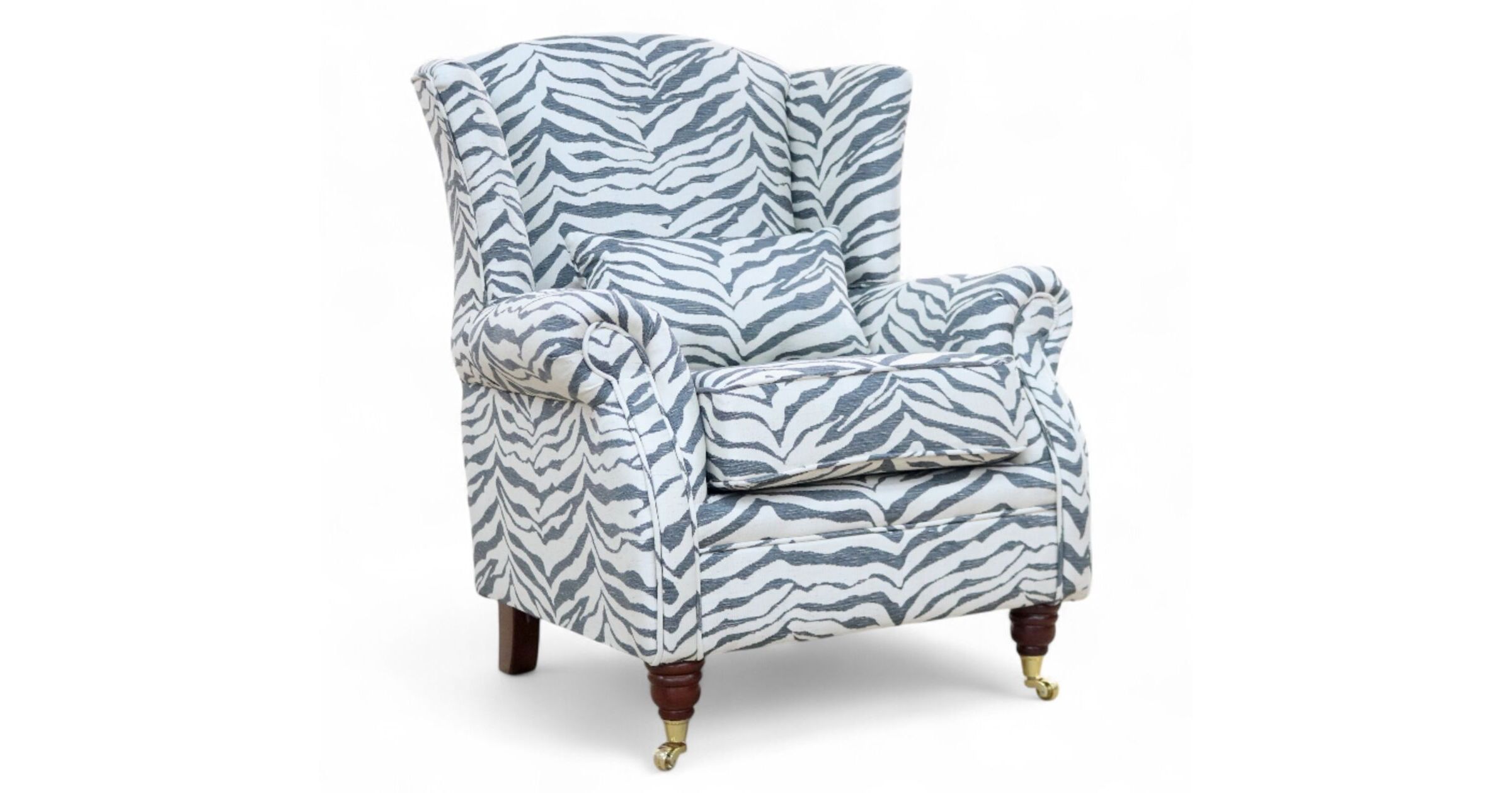 Wingback Fireside Armchair – Zebra Grey – Bold, Stylish & Comfortable