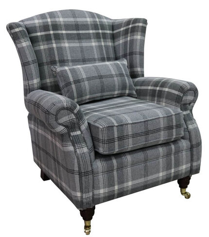 Checked Fabric Wing Chairs - UK Handcrafted Furniture