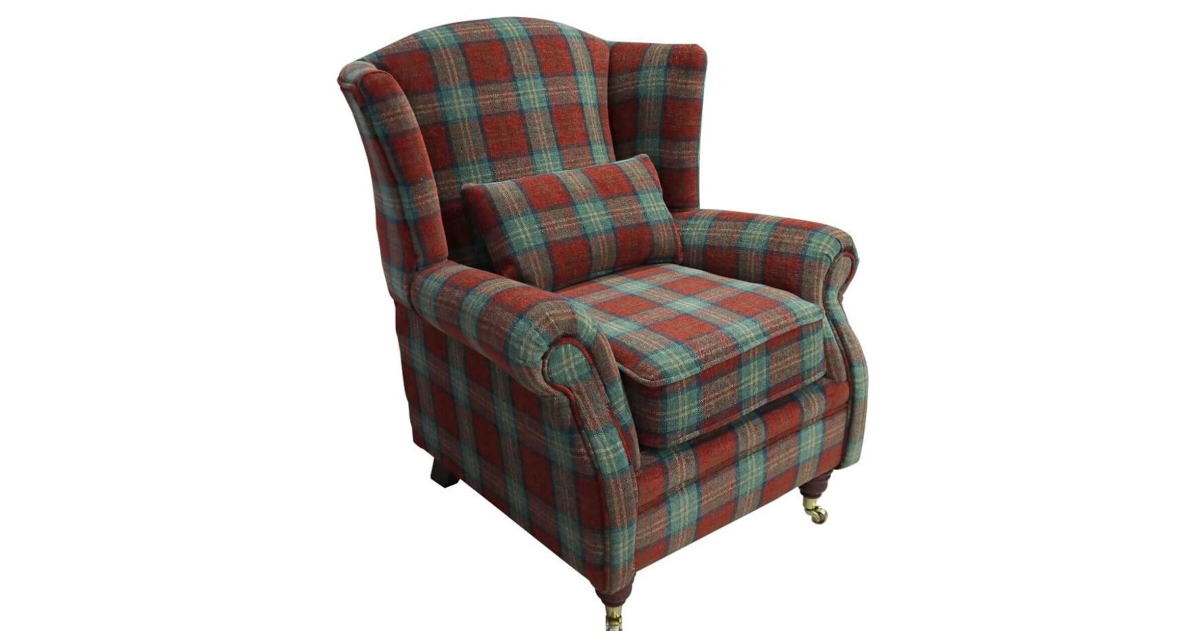 Check Fabric High Back Wing Chair | Chairs & Armchairs
