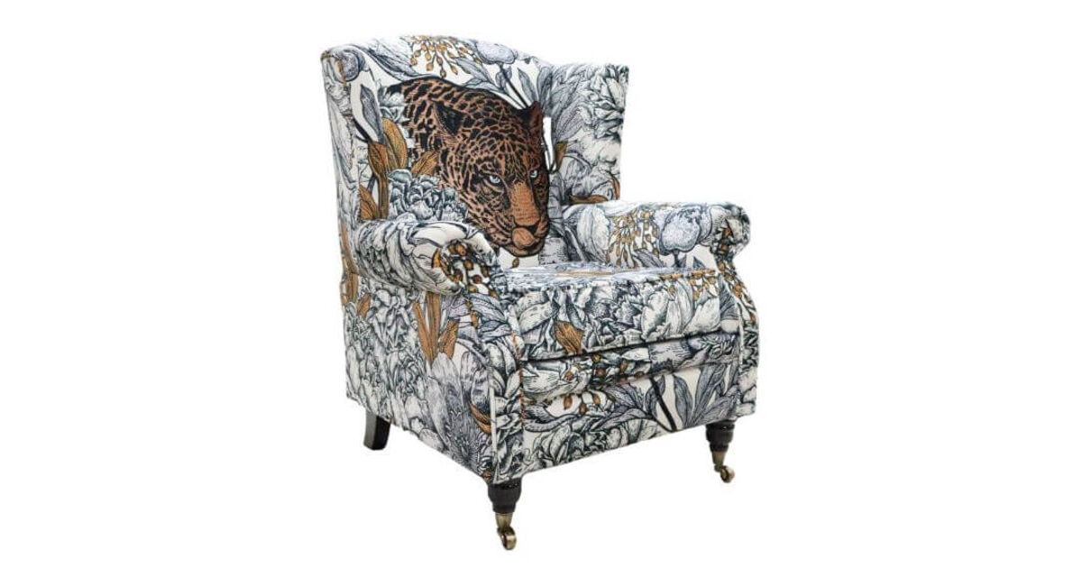 Fireside Elegance Leopard Print High Back Armchair