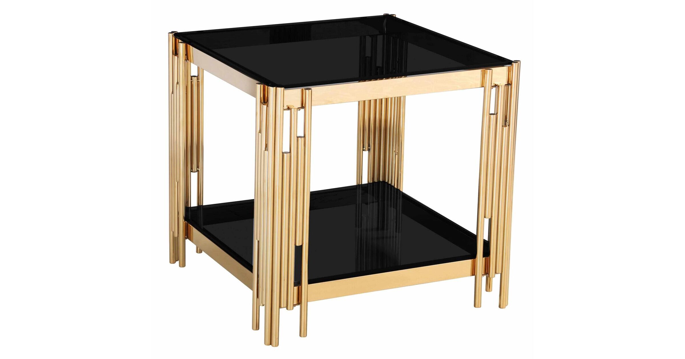 Geonna Black Glass Top Lamp Table With Gold Frame | Designer Sofas4u
