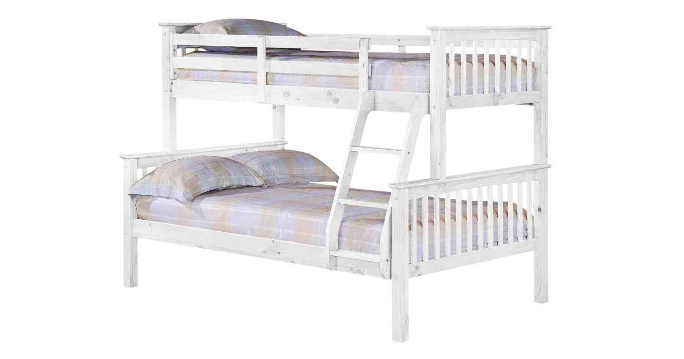 Ingmar White Wash Triple Bunk Bed With 4 Foot Bottom | Designer Sofas4u