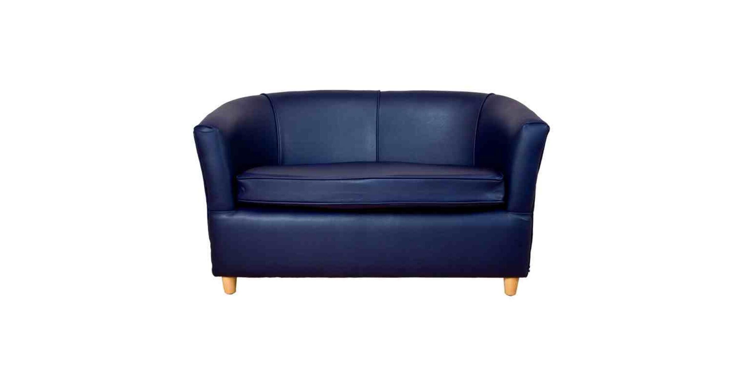 Leather Bucket Tub Chair Navy Blue