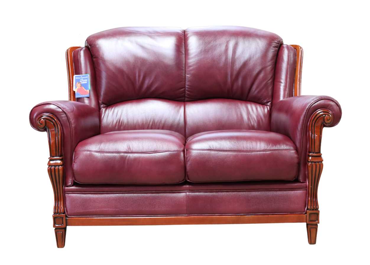 Ancona 2 Seater Italian Leather Sofa Settee Burgandy