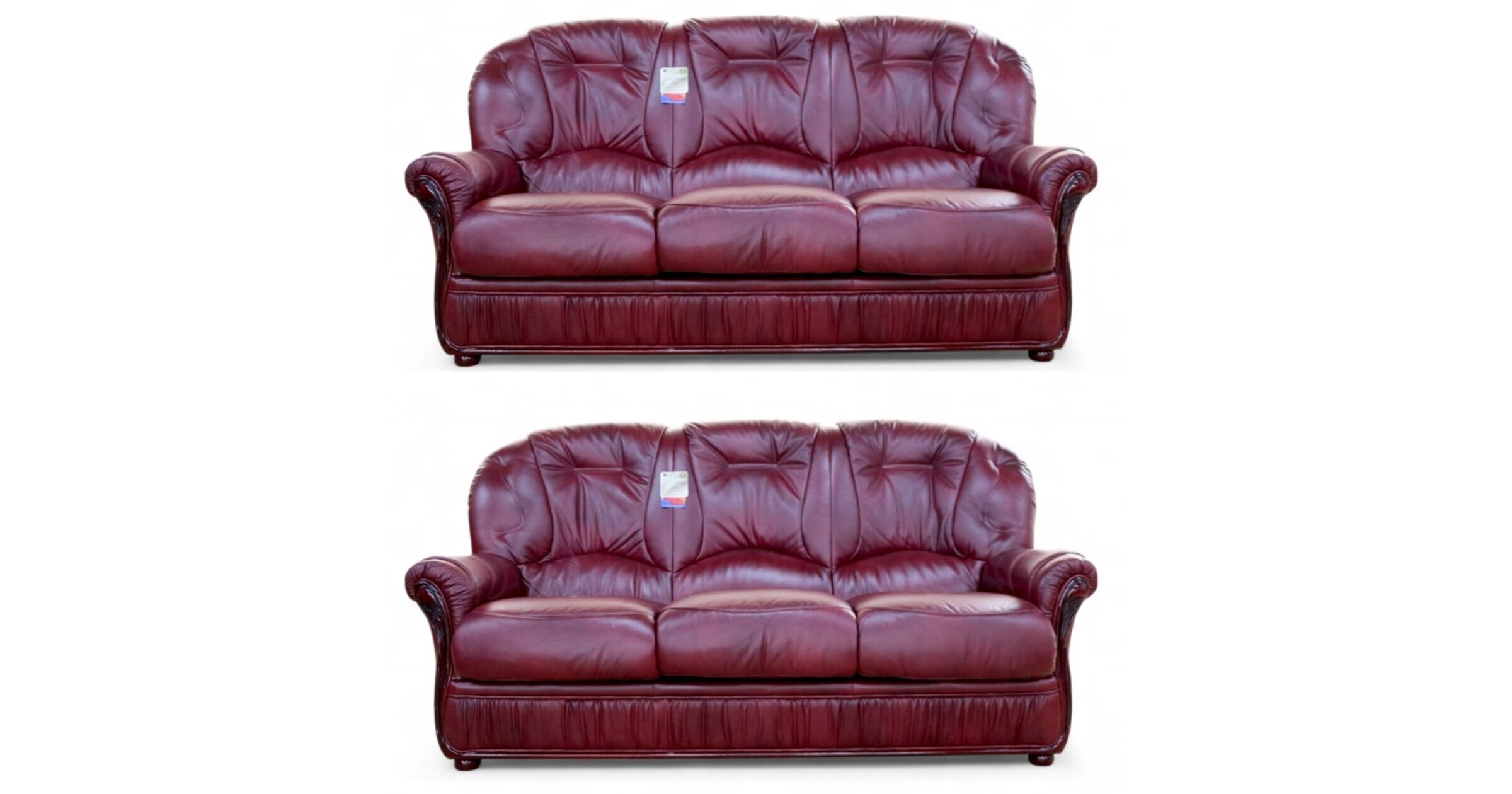 Luxury Debora 3+3 Sofa Suite Italian Burgundy Leather Sofa
