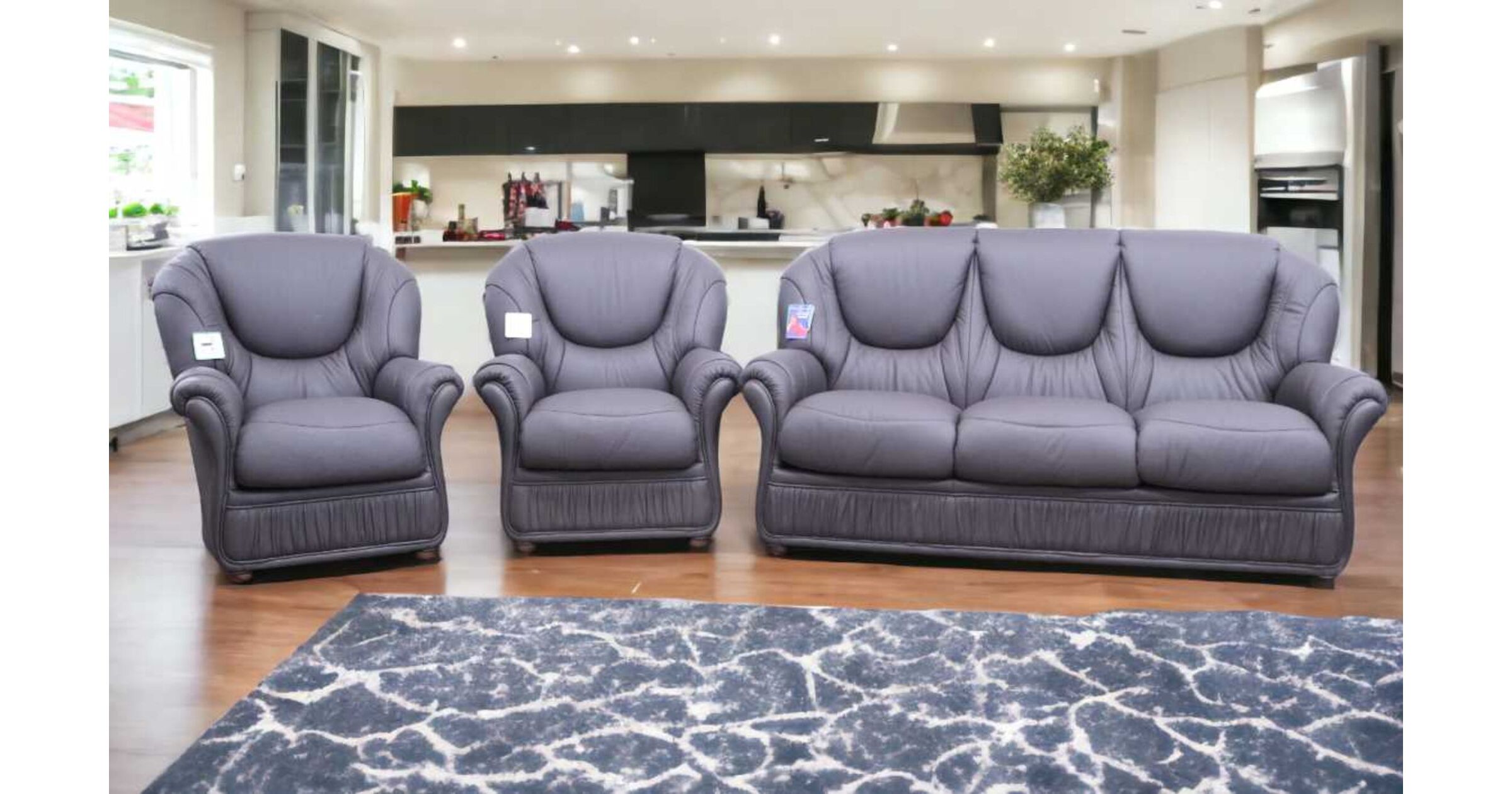 Genoa 3-Seater & Armchairs - Genuine Italian Chocolate Leather