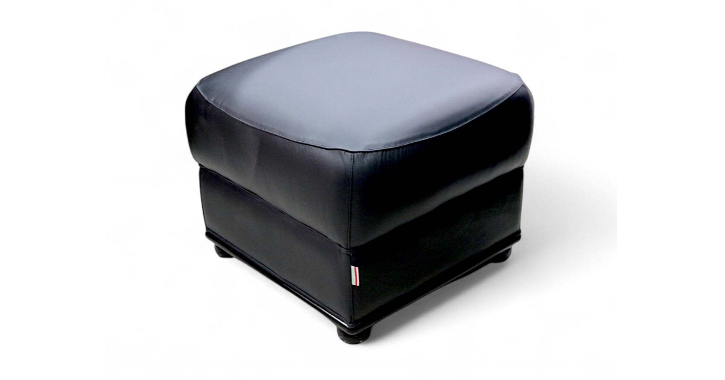 Italian Leather Footstool Pouffe Cube Black, Footstools,Cubes, Ottomans