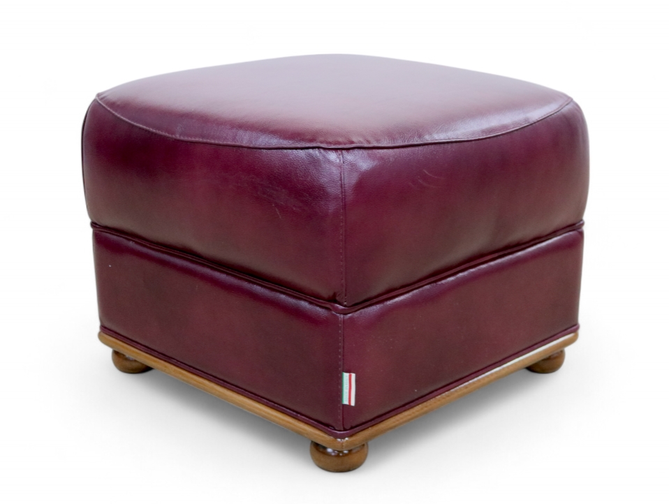 Burgundy Leather Footstool