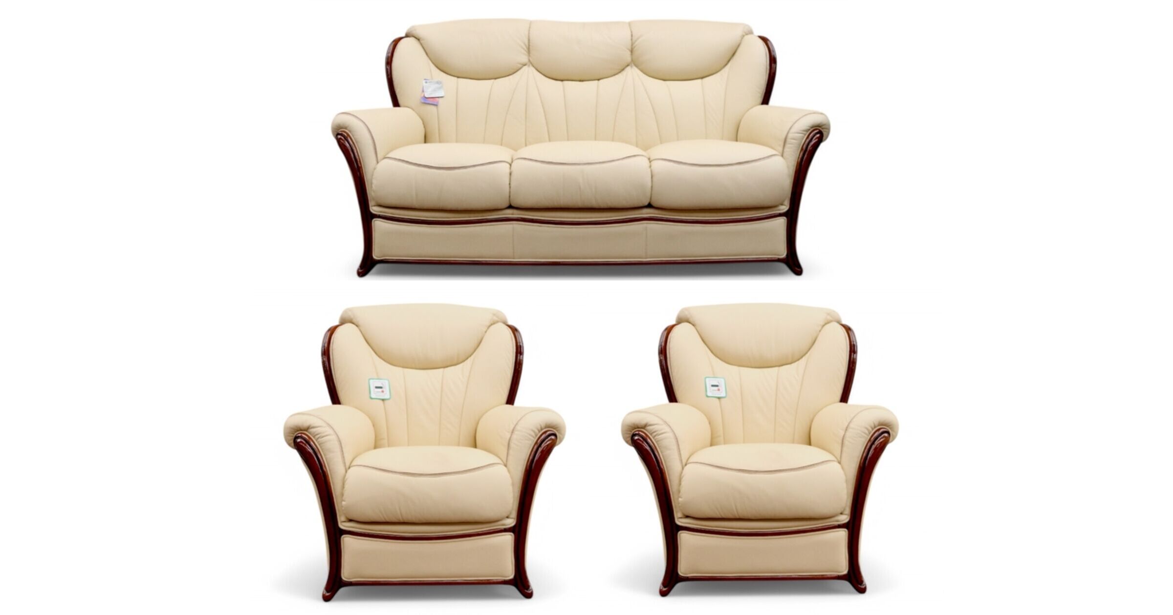 Italian Opulence Rimini 3+1+1 Cream Leather Sofa Suite Exclusive