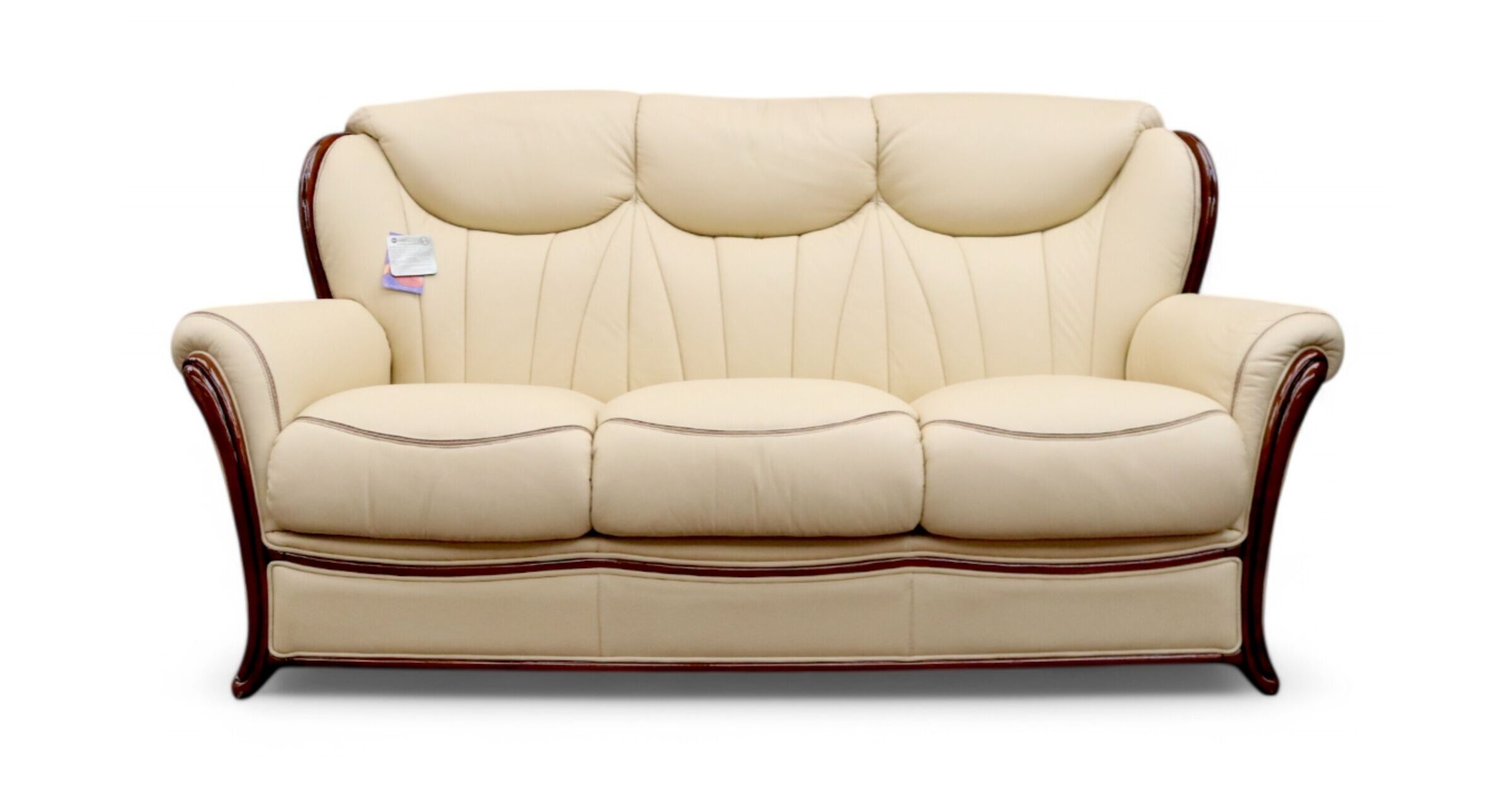 Rimini Cream Leather Excellence Genuine Italian 3-Seater Sofa