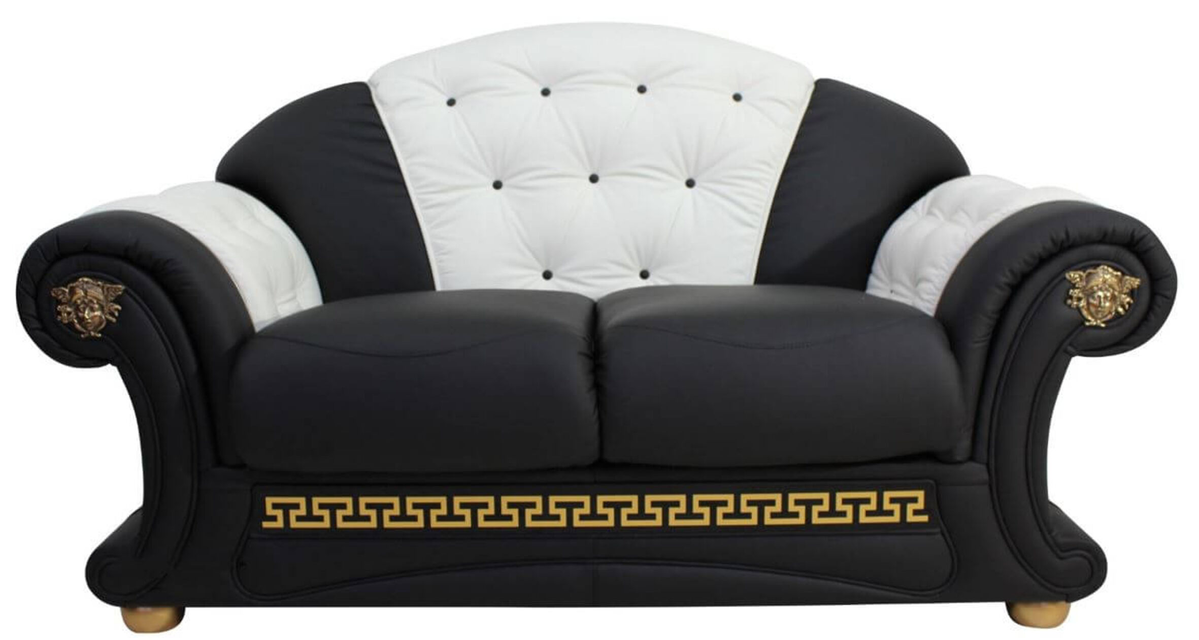 Italian Luxury Versace 2 Seater Sofa Settee in Black and White Leather