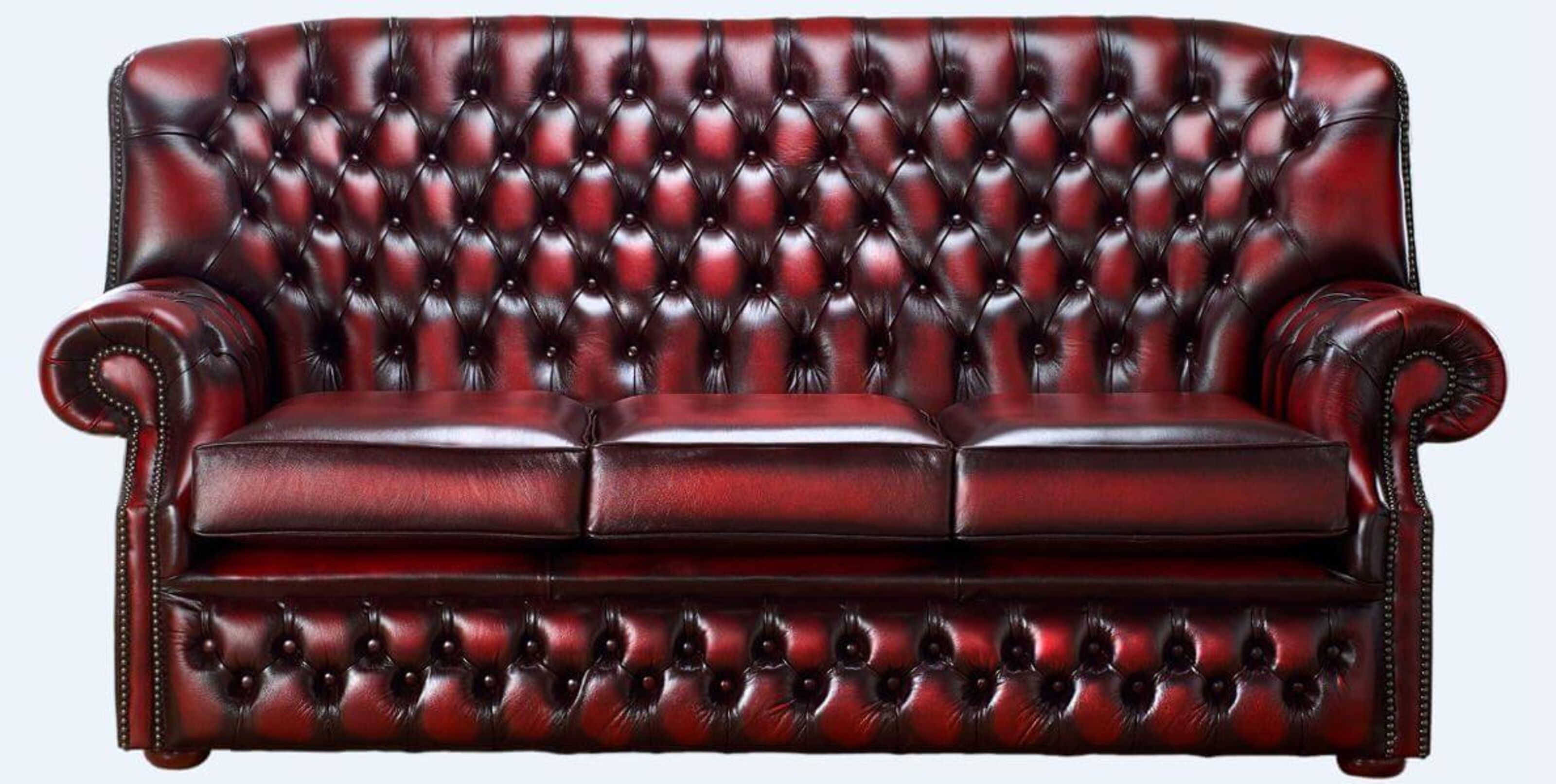Chesterfield Monks 3 Seater Sofa Antique Oxblood Leather