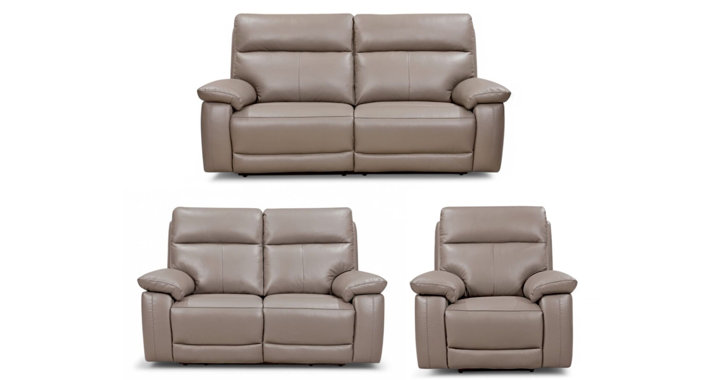 Dallas 3+2+1 Recliner Sofa Latte Leather | Designer Sofas4u