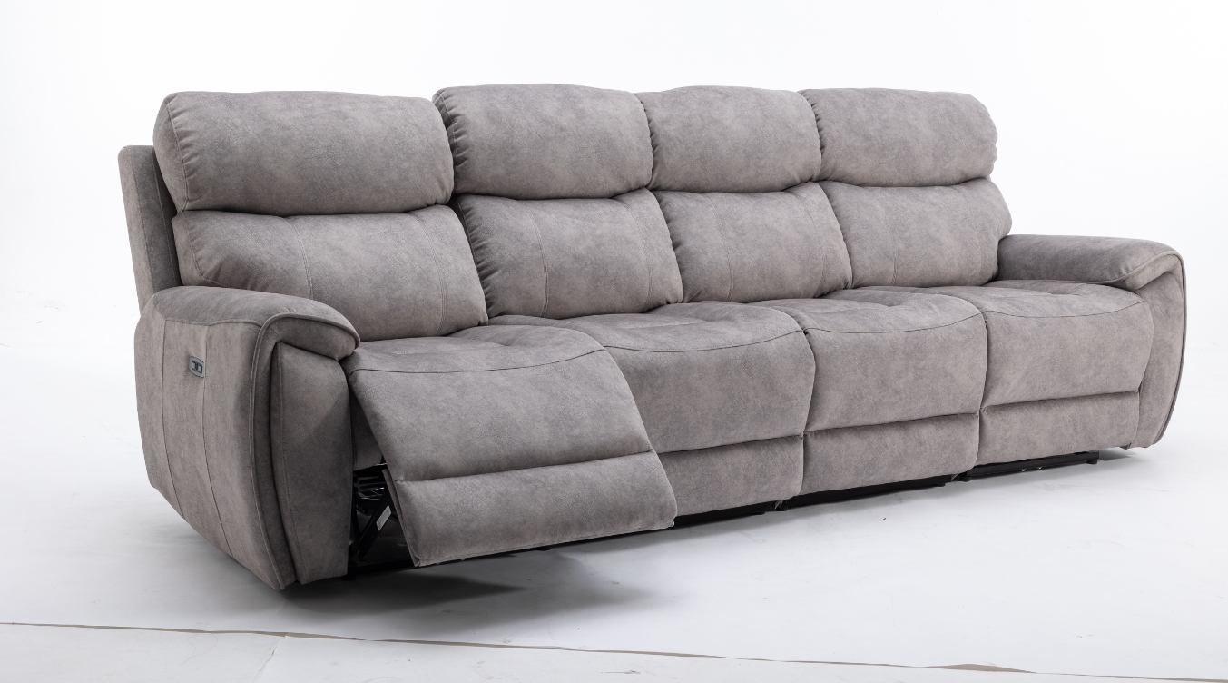 Buy Dino 4 Seater Electric Recliner Sofa - Silver Fabric
