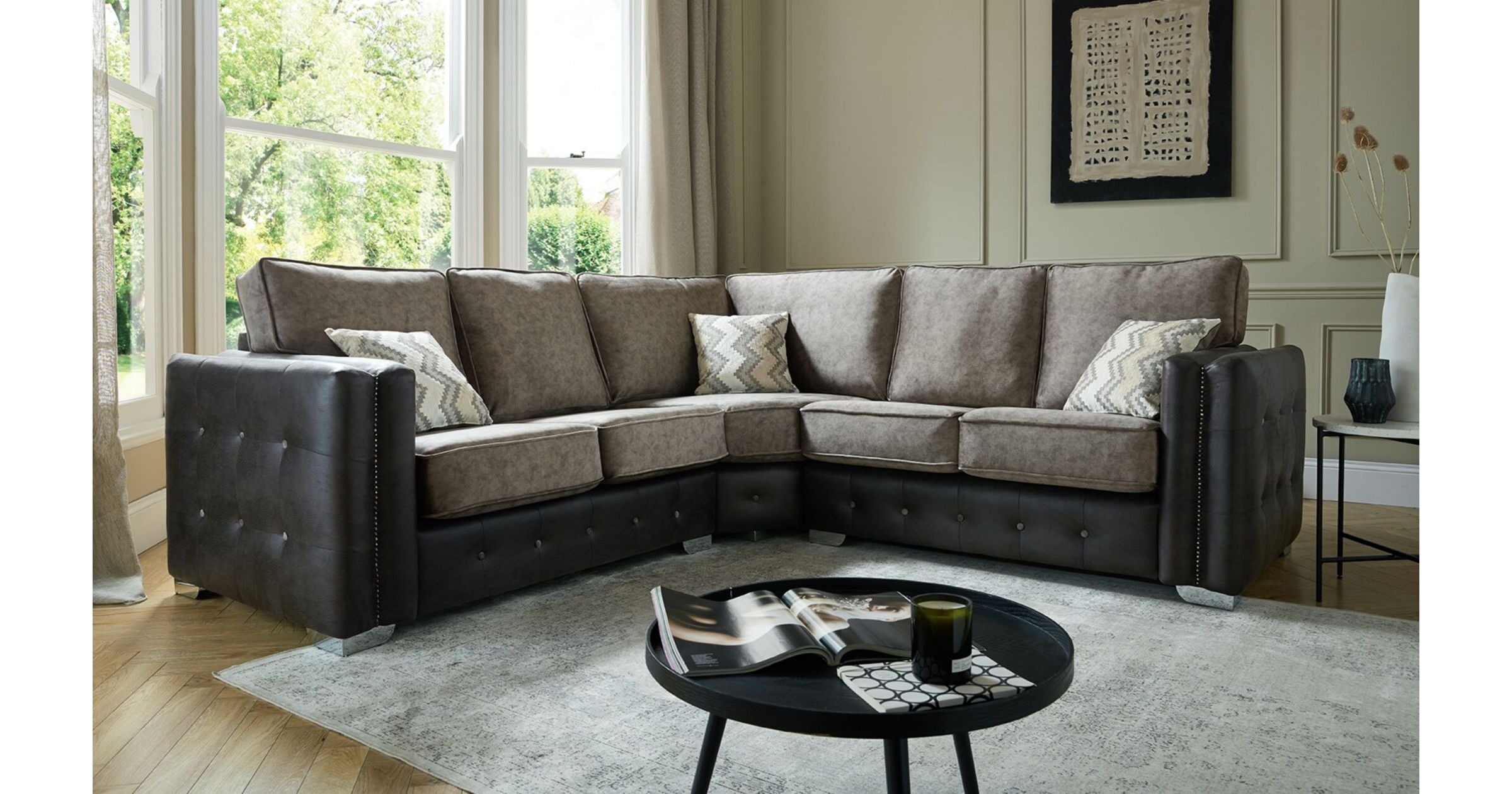 Eva Corner Group Sofa Colorado Brown | Designer Sofas4u