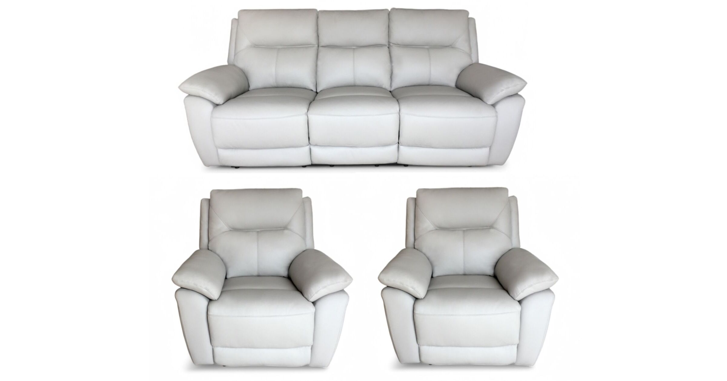 Manhattan 3+1+1 Reclining Sofa Suite Italian Putty Leather | Designer ...