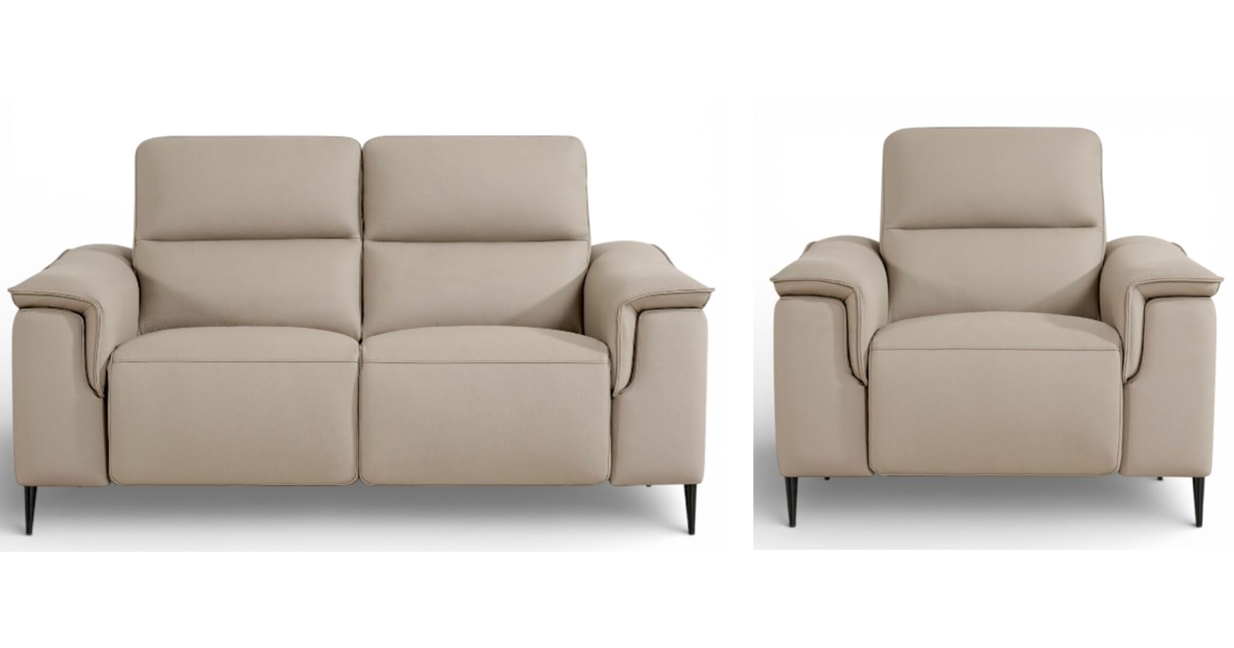 Porto 2+1 Seater Reclining Sofa Suite Truffle Leather | Designer Sofas4u